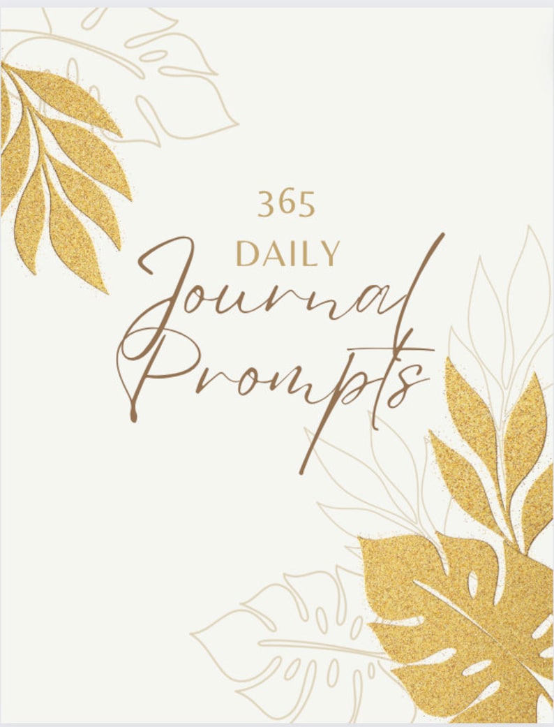 365 Daily Writing Prompts - Gold Tropical Plant Themed - Etsy