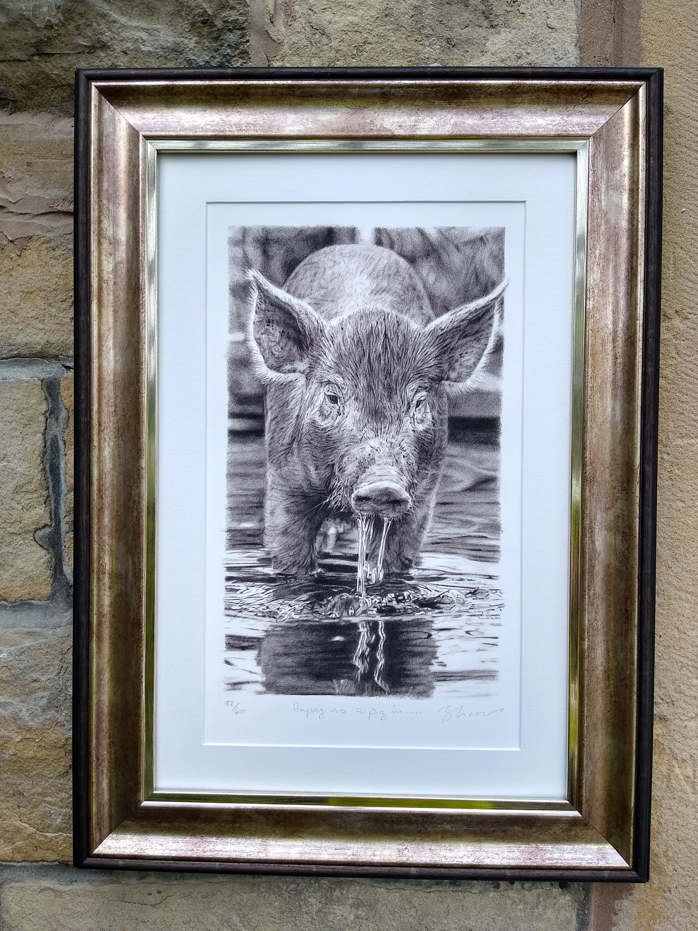 Pig pencil drawing Limited Edition print. Happy as a Pig in... - Etsy.de