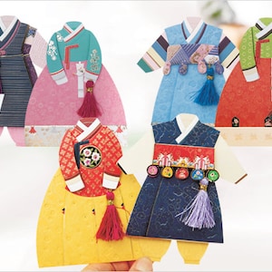 Korean Kids Hanbok Card - Korean Traditional Clothes Shape Special Card ...