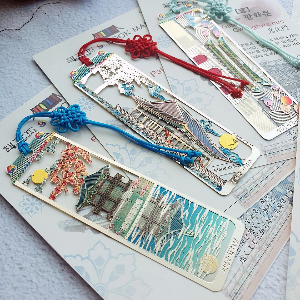 Korean Traditional Design Golden Color Bookmarks - Korean Gift ...