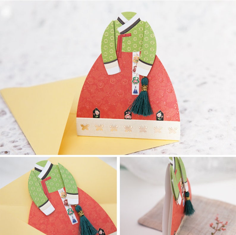 Korean Kids Hanbok Card - Korean Traditional Clothes Shape Special Card ...