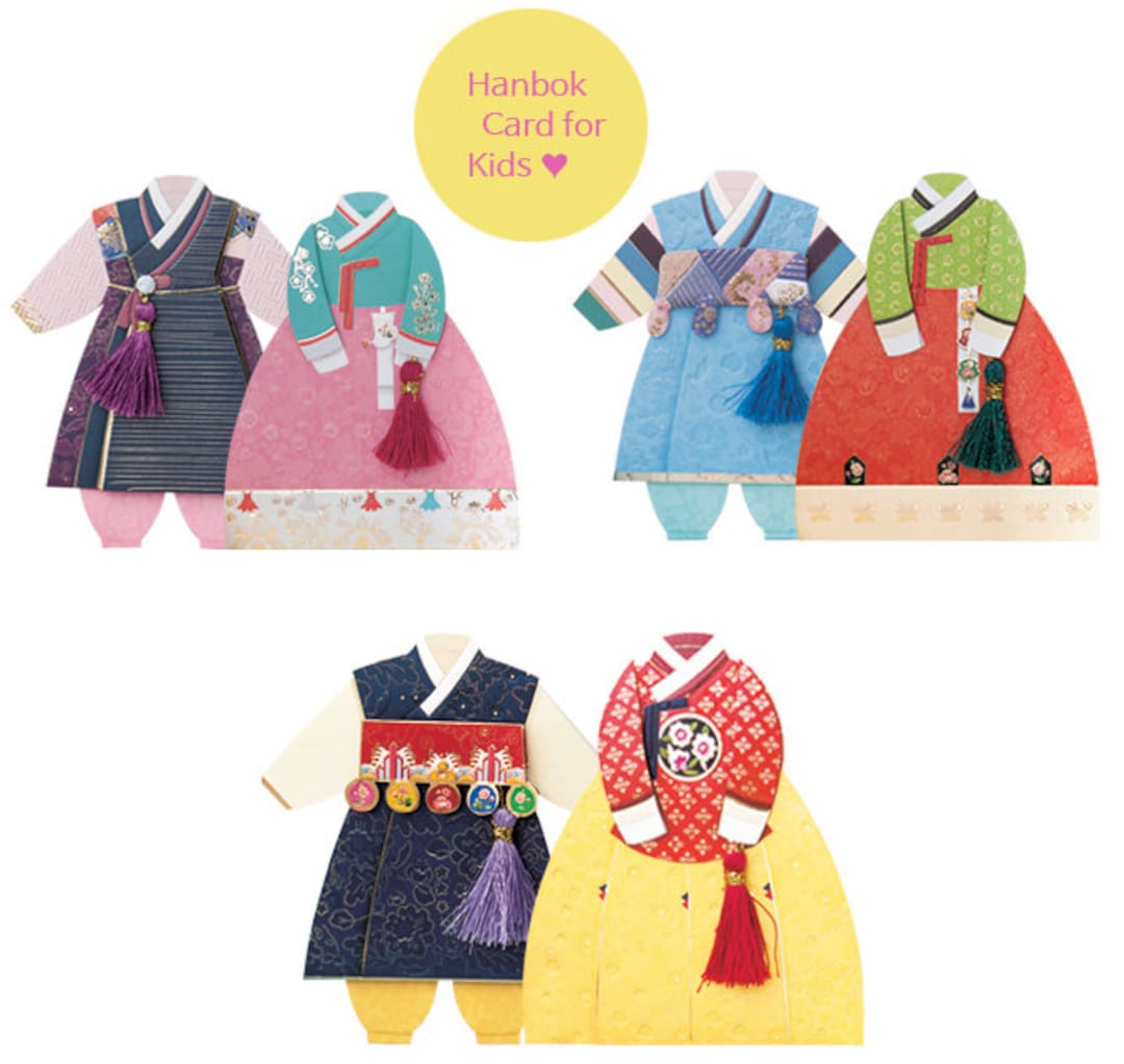 Korean Kids Hanbok Card - Korean Traditional Clothes Shape Special Card ...