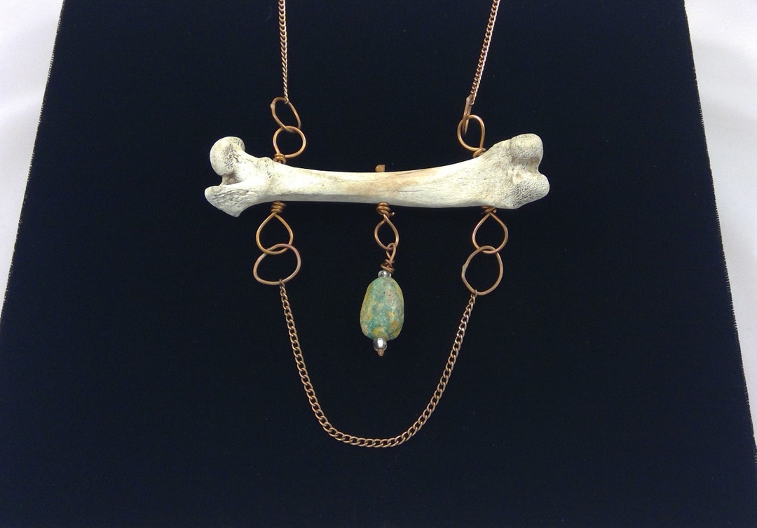 Bone Necklace With Turquoise Bead - Etsy