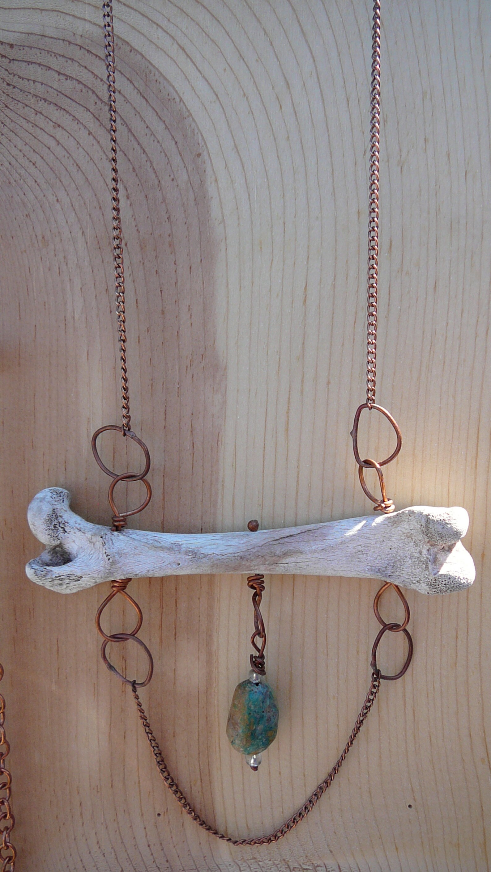Bone Necklace With Turquoise Bead - Etsy