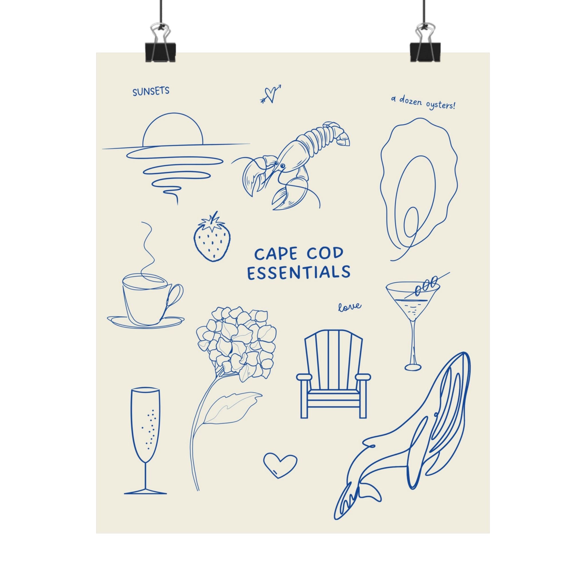 Cape Cod Essentials Poster Nautical Coastal Wall Art Print Beach House ...