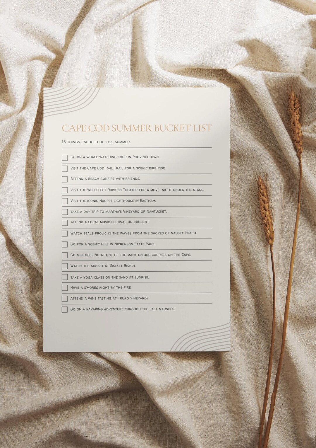 Cape Cod Summer Bucket List Printable - Etsy