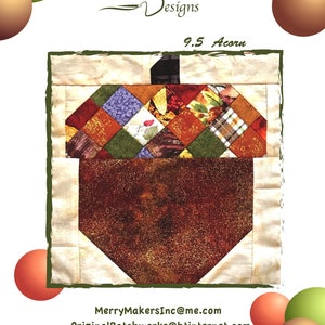 9.5" Acorn Quilt Block Pdf Pattern. - Etsy