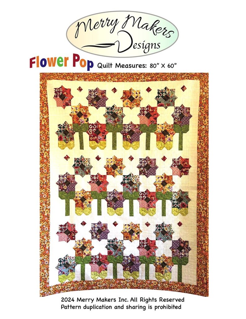 Flower Pop Quilt Pdf Pattern. Finishes 80"x60" - Etsy