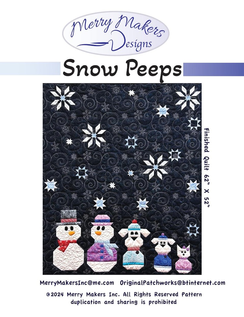 62"x52" Snow Peeps Quilt Pdf Pattern - Etsy