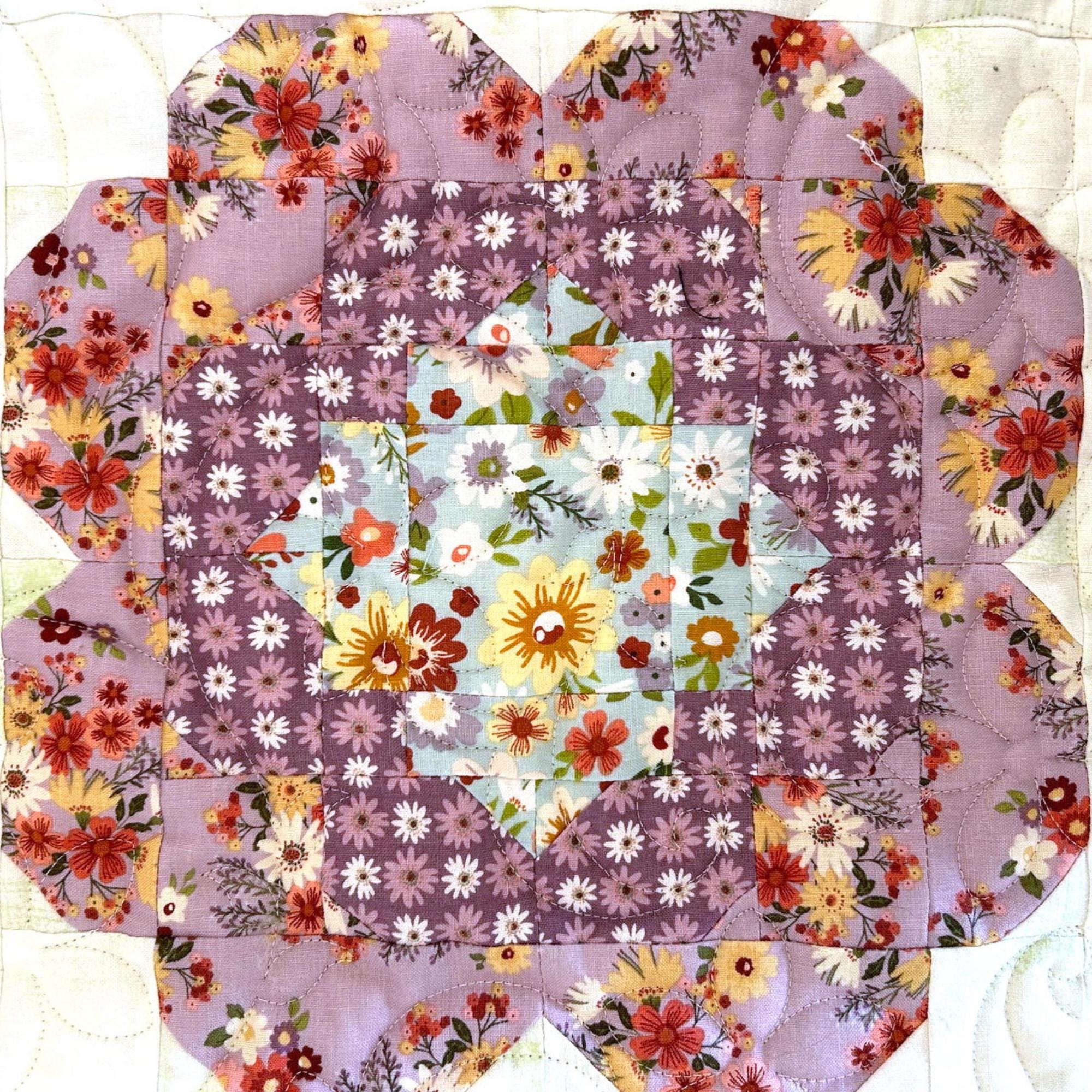 10.5" Spring Flower Quilt Block PDF Pattern. - Etsy