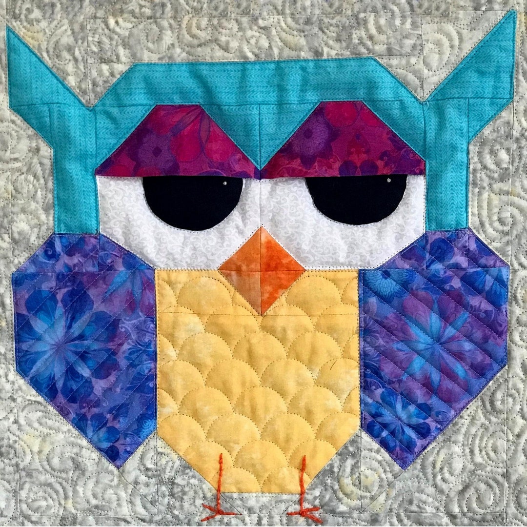 Owl Quilt Block Pattern Pillow Blanket Patchwork Forest - Etsy