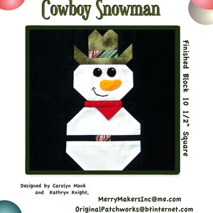 10.5" Cowboy Snowman Block. PDF Download. - Etsy