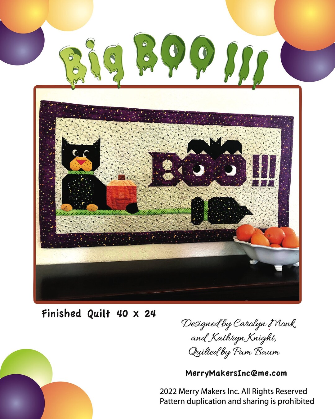 Halloween Quilt, Table Topper or Wall Hanging Pattern in PDF. Instant ...