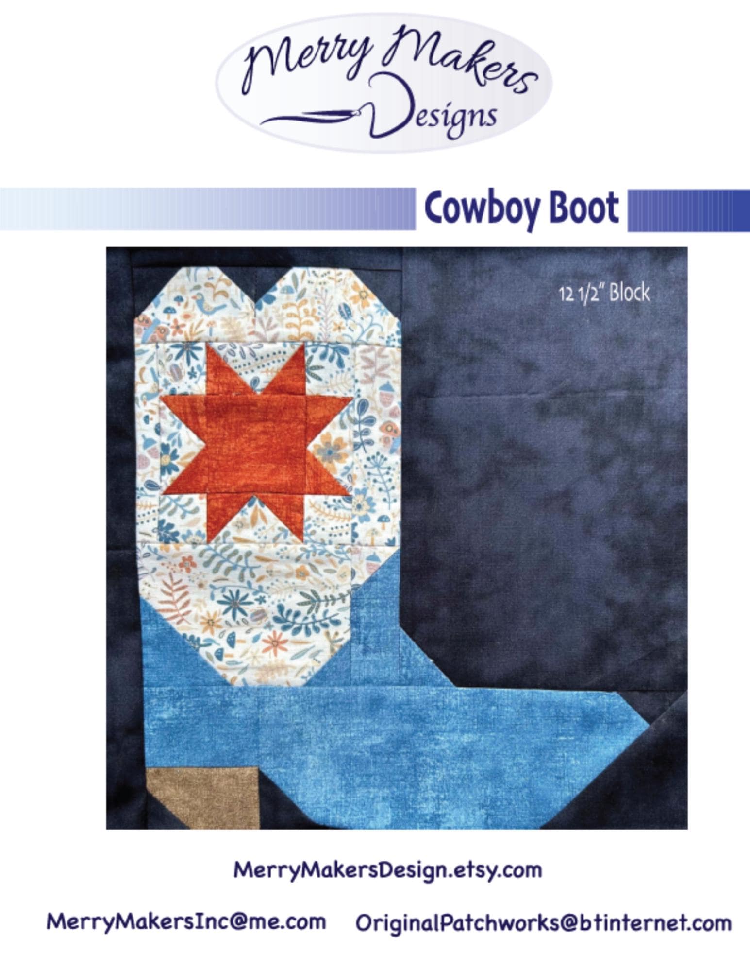 12 1/2 in Cowboy Boot Block Pattern Pdf - Etsy