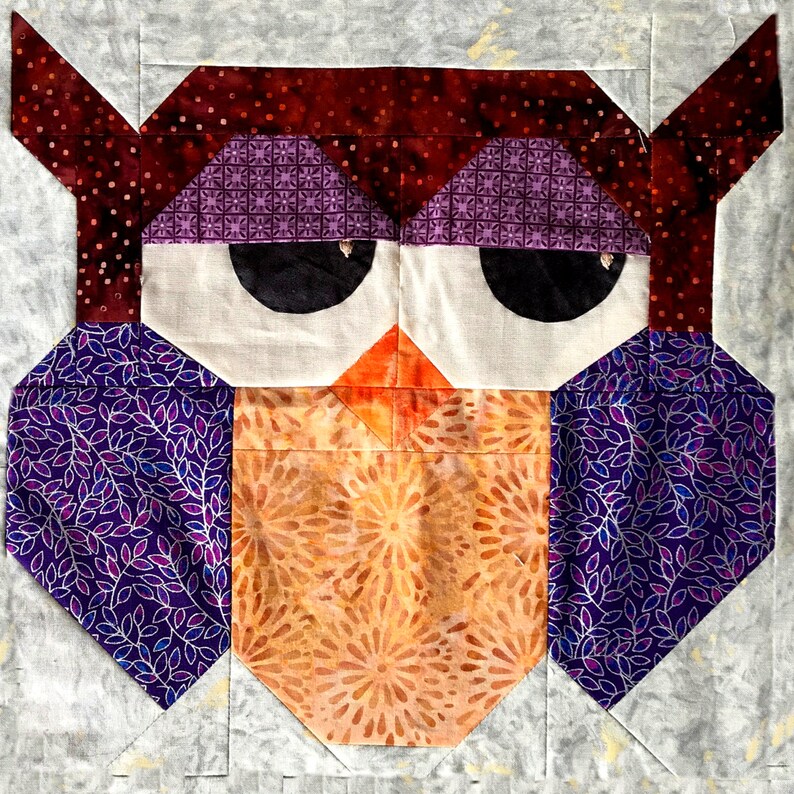 12" Owl Quilt Block Pdf Pattern - Etsy