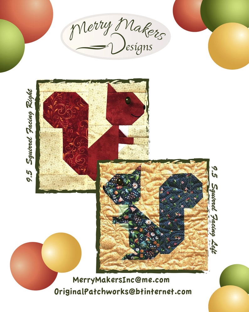 9.5" Squirrel Quilt Block Pattern PDF Download - Etsy