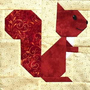 9.5" Squirrel Quilt Block Pattern PDF Download - Etsy