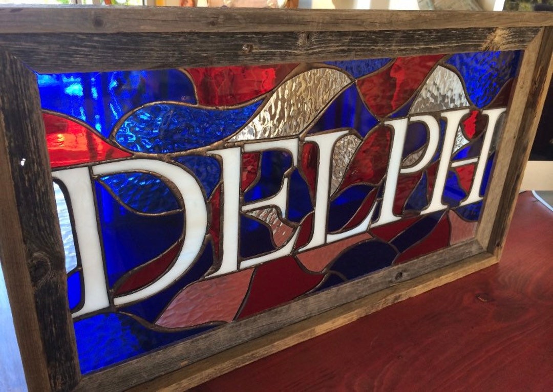 Custom Stained Glass Family Name in Frame - Etsy