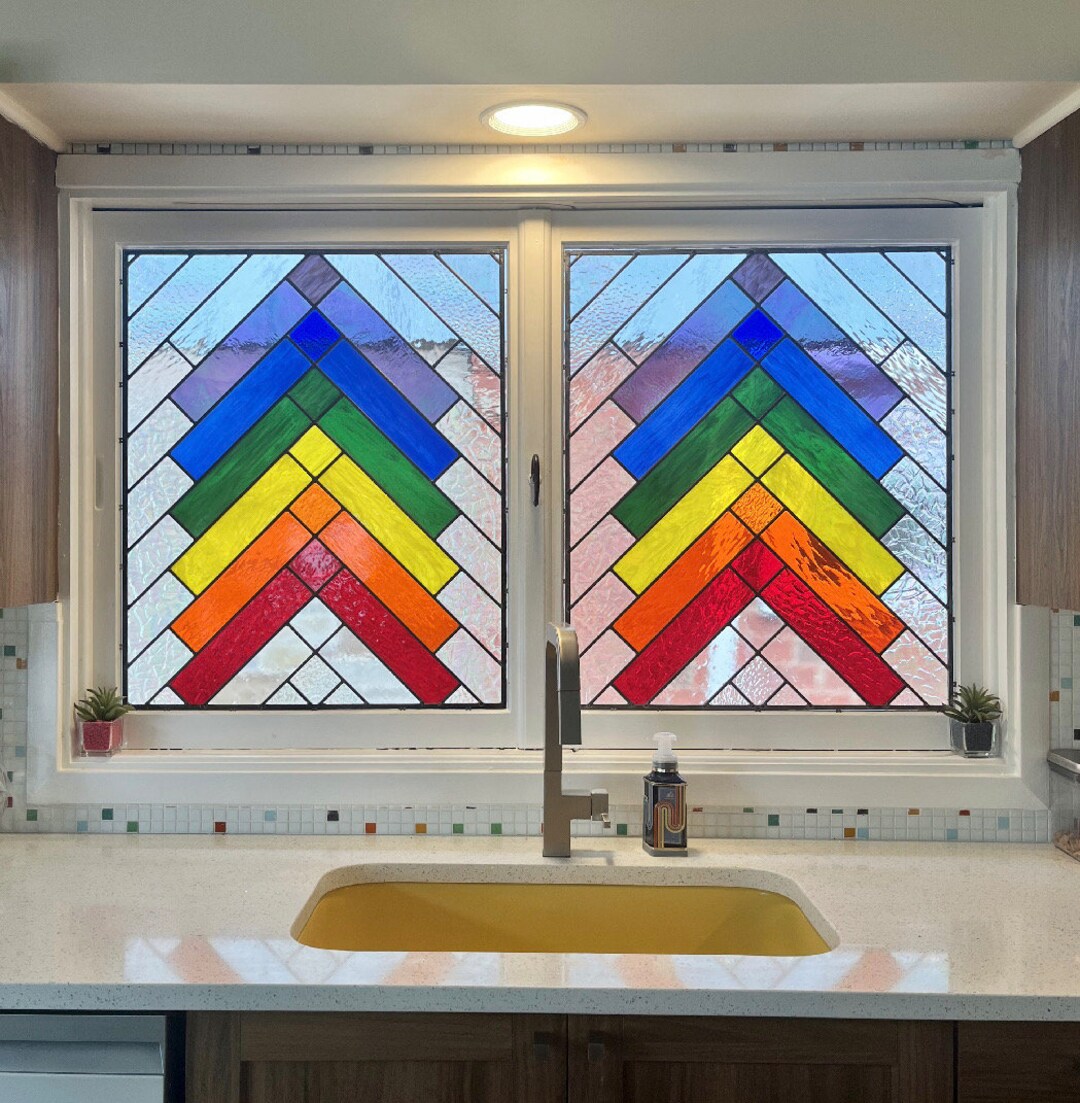 Rainbow Stained Glass Panel - Etsy