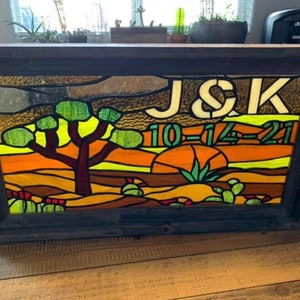 Custom Stained Glass Family Name in Frame - Etsy