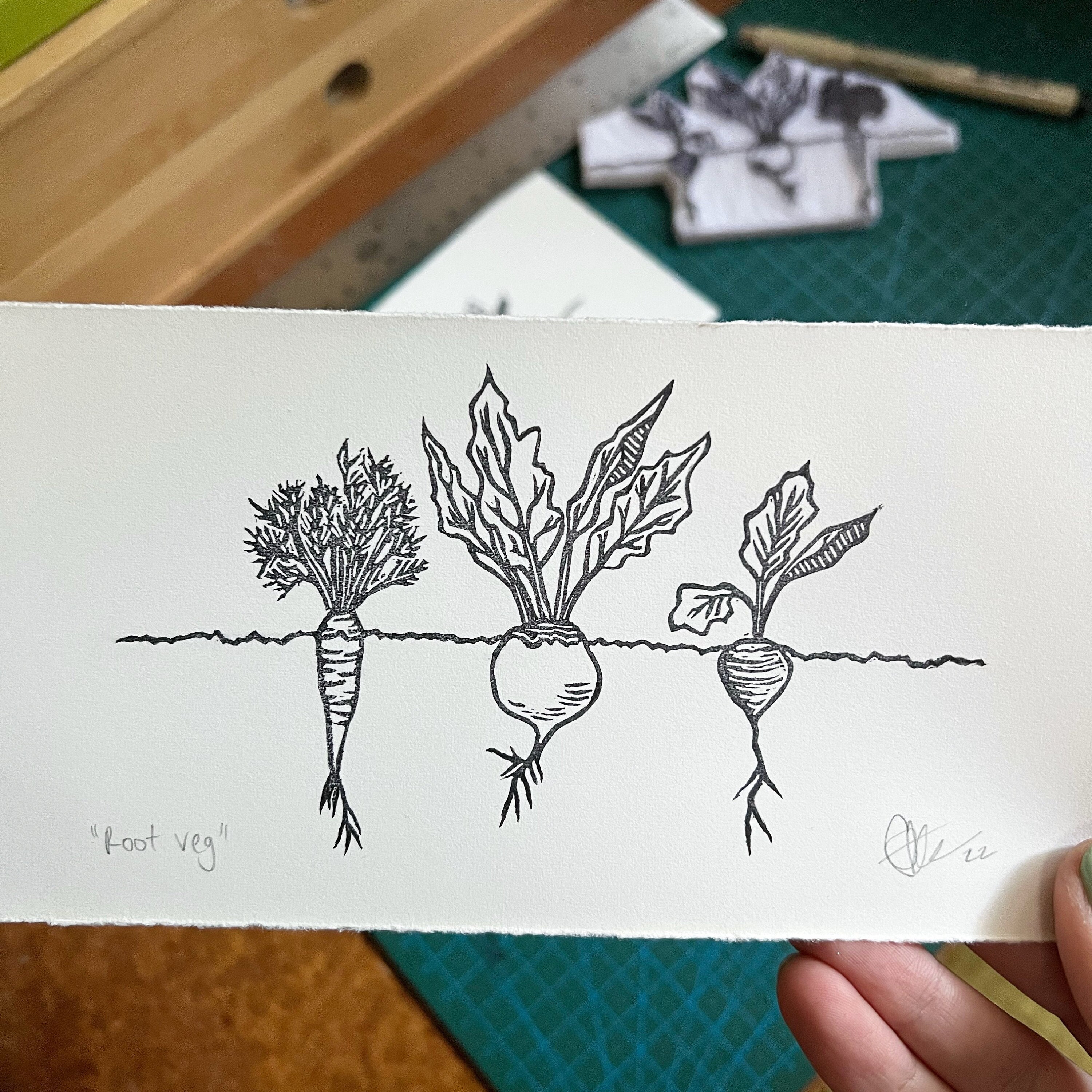 Root Veg - Original Linocut Mini Print Unframed - Etsy Australia