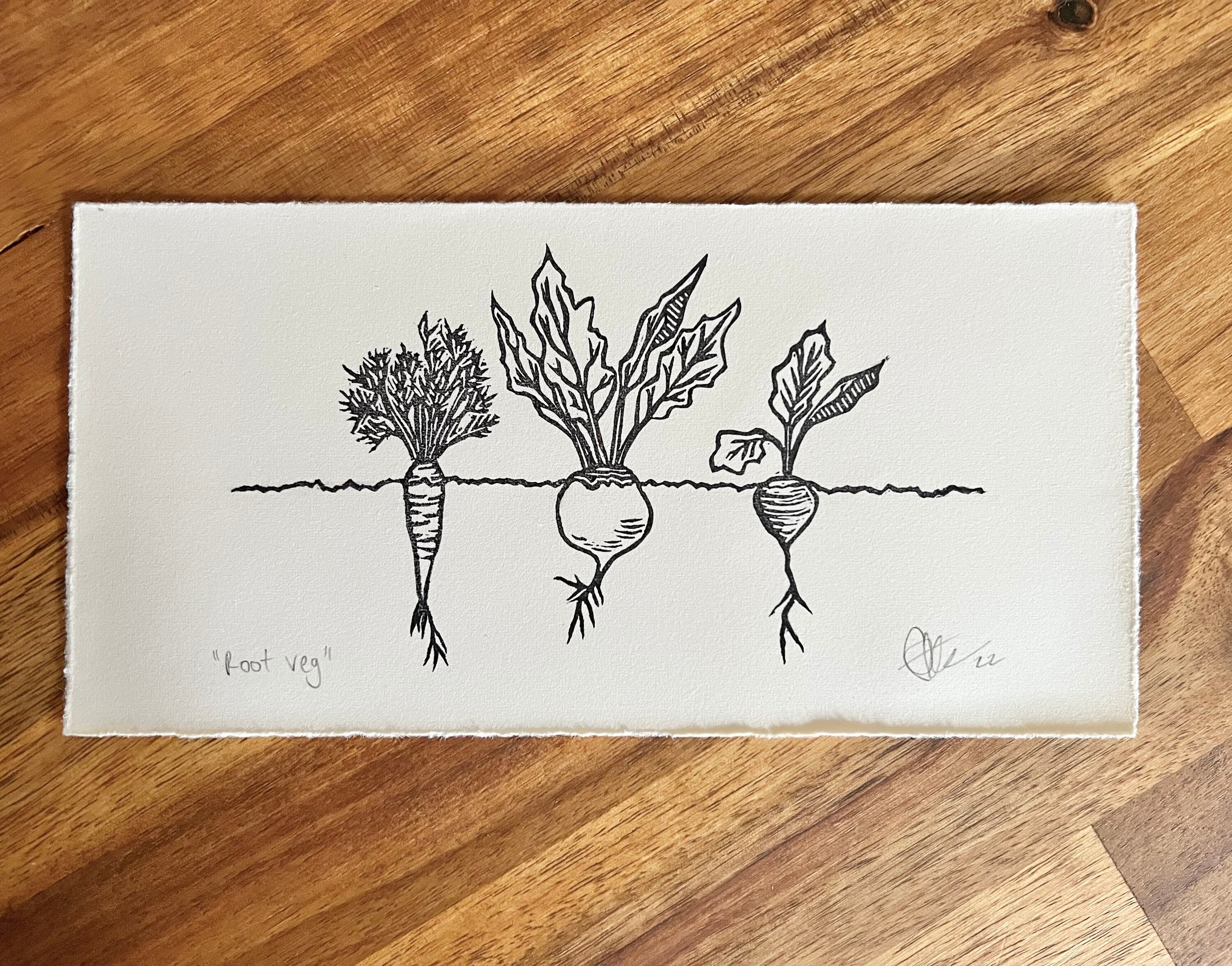 Root Veg Original Linocut Mini Print Unframed - Etsy Australia