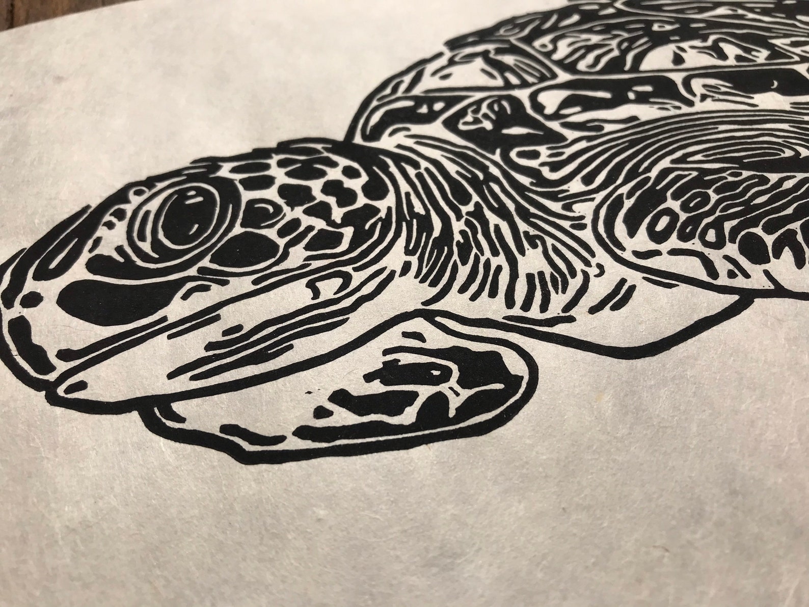 Sea Turtle Original Linocut Print Unframed - Etsy