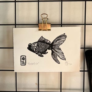 Goldfish- Original Linocut Print Unframed - Etsy Australia