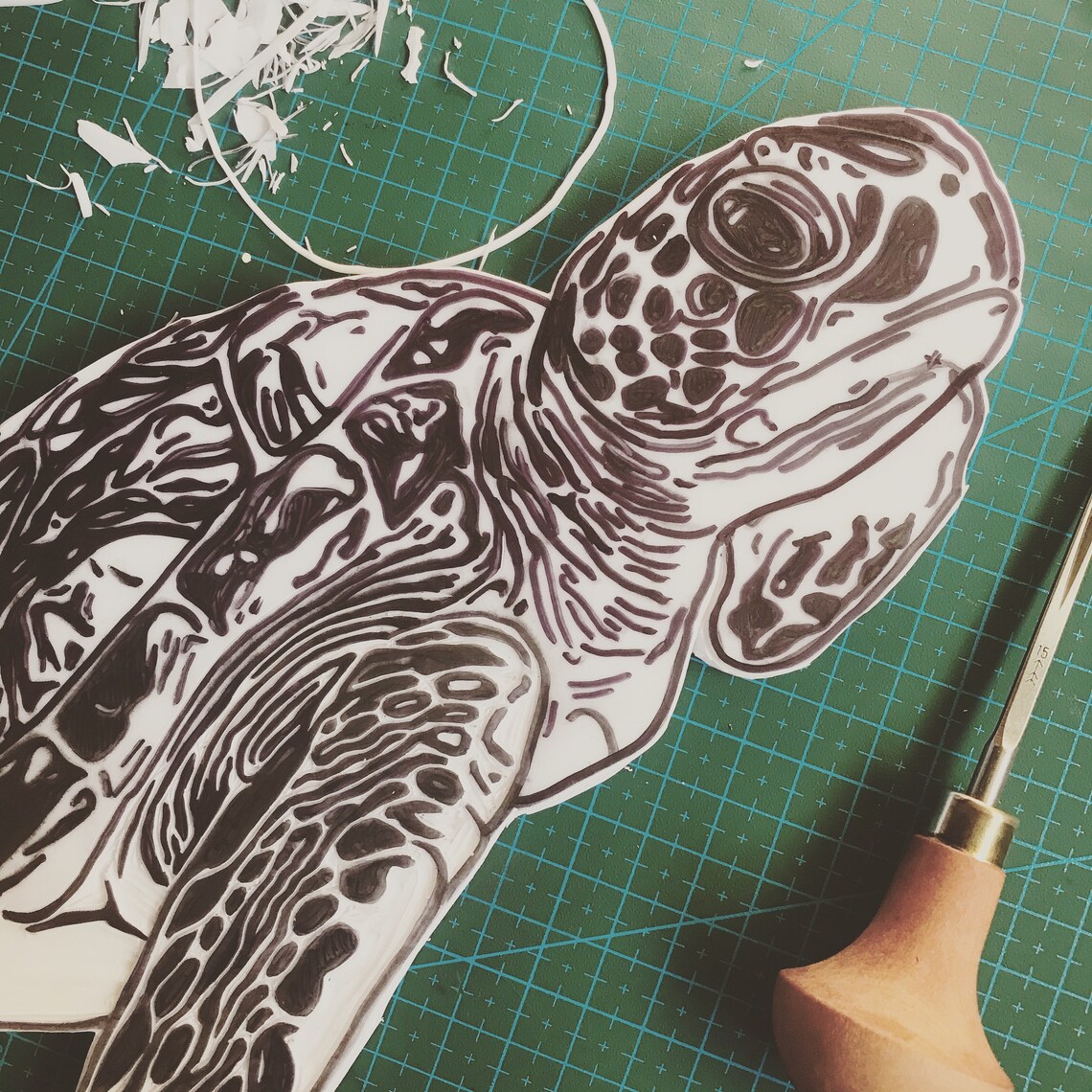 Sea Turtle Original Linocut Print Unframed - Etsy