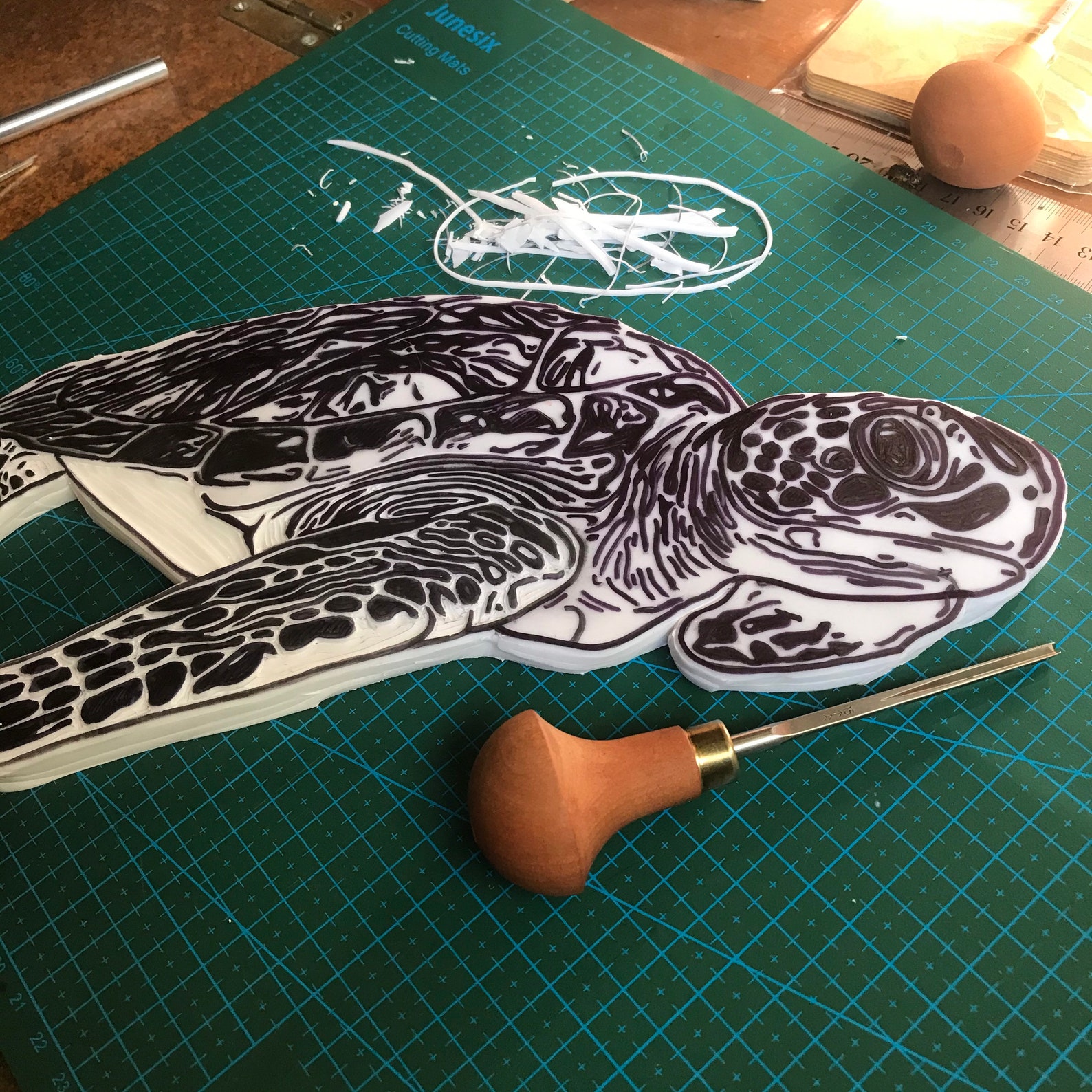 Sea Turtle Original Linocut Print Unframed - Etsy