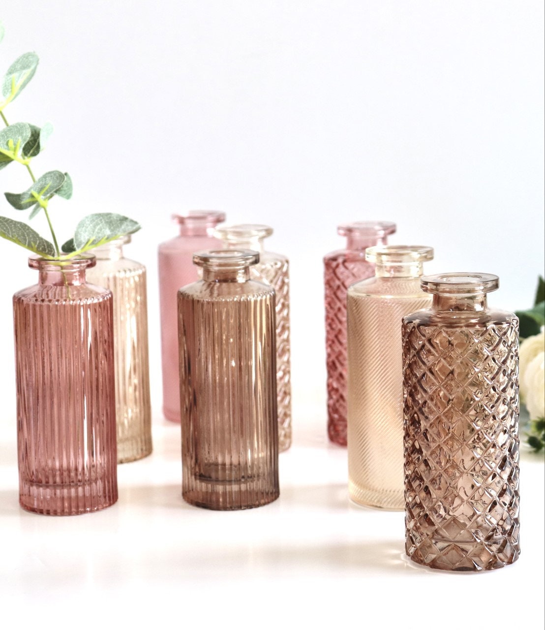 Set of 3 Glass Vases, Flower Vase, Bud Vase, Vintage Glass Vase ...