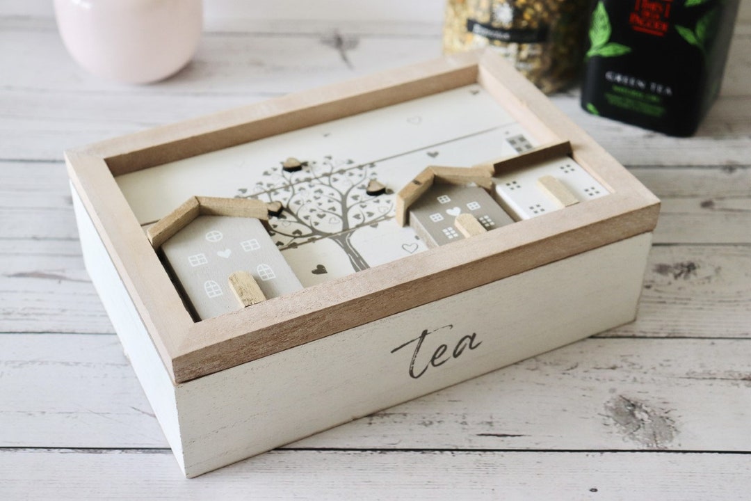 Tea Box, Wooden Tea Box, Tea Storage, Tea Bag Holder, Personalised Tea ...