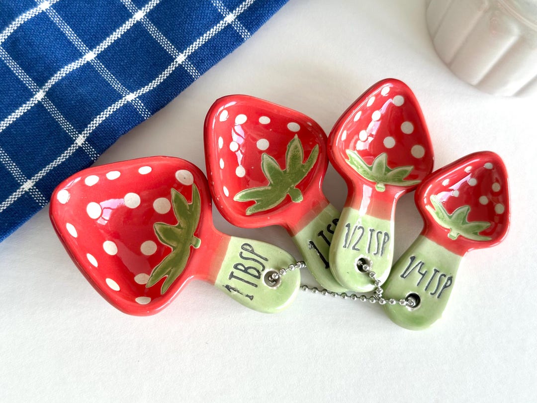 Ceramic Measuring Spoons, Strawberry Measuring Spoon Set, Measuring ...