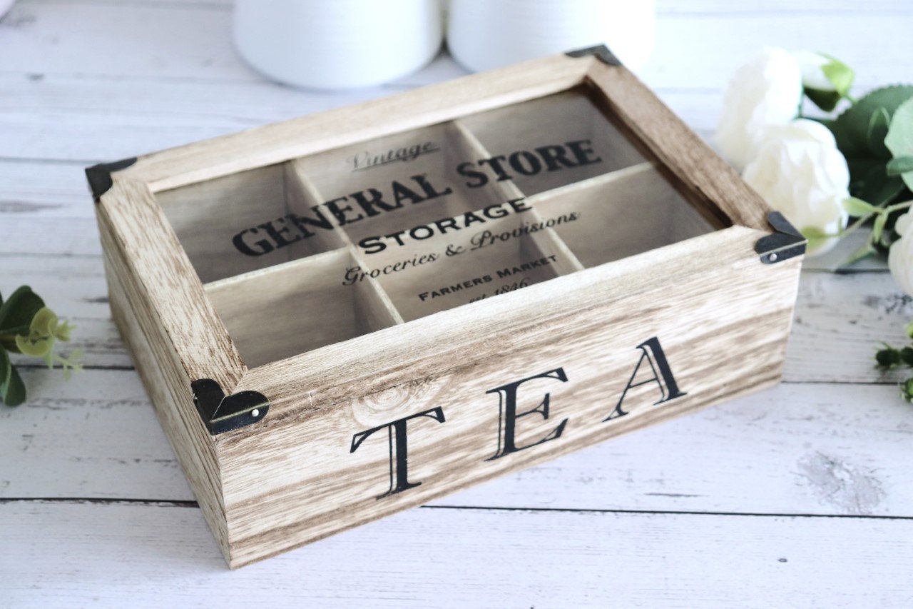 Wooden Tea Box Tea Box Tea Storage Tea Organiser Teabag - Etsy