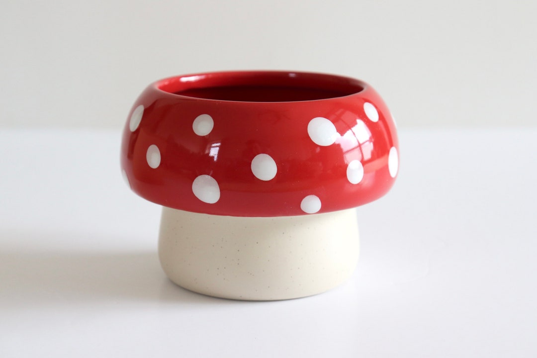 Mushroom Plant Pot, Ceramic Planter, Mushroom Decor, Cottagecore ...