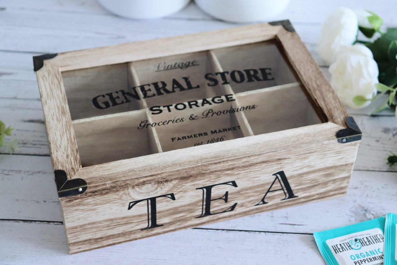 Wooden Tea Box Tea Box Tea Storage Tea Organiser Teabag - Etsy