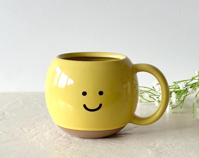 Smiley Face Mug, Happy Face Mug, Cute Mug, Cute Ceramics, Coffee Mug ...