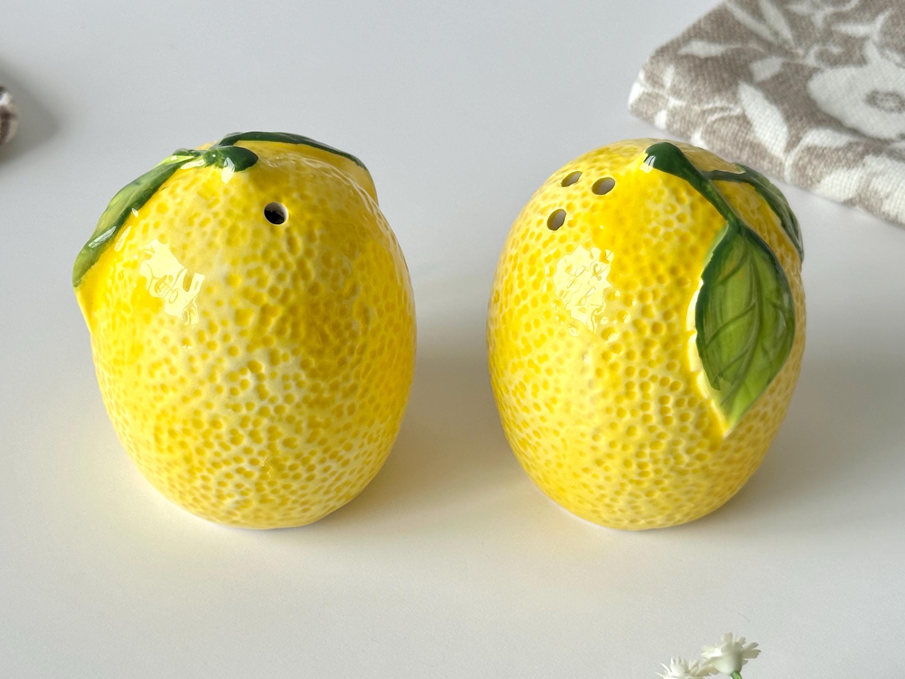 Salt and Pepper Shakers, Lemon Salt and Pepper Jars, Citrus Decor, Salt ...