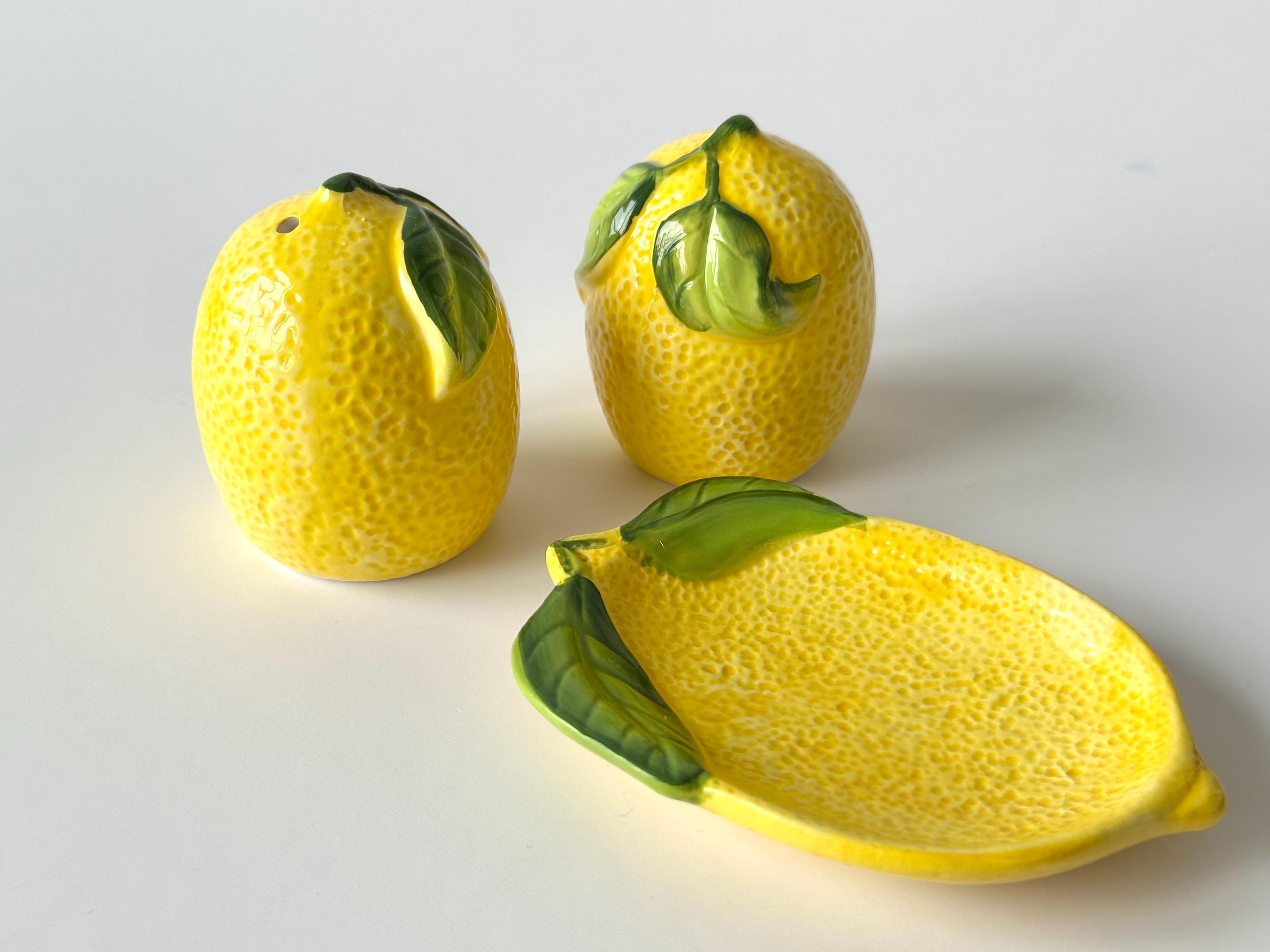 Salt and Pepper Shakers, Lemon Salt and Pepper Jars, Citrus Decor, Salt ...