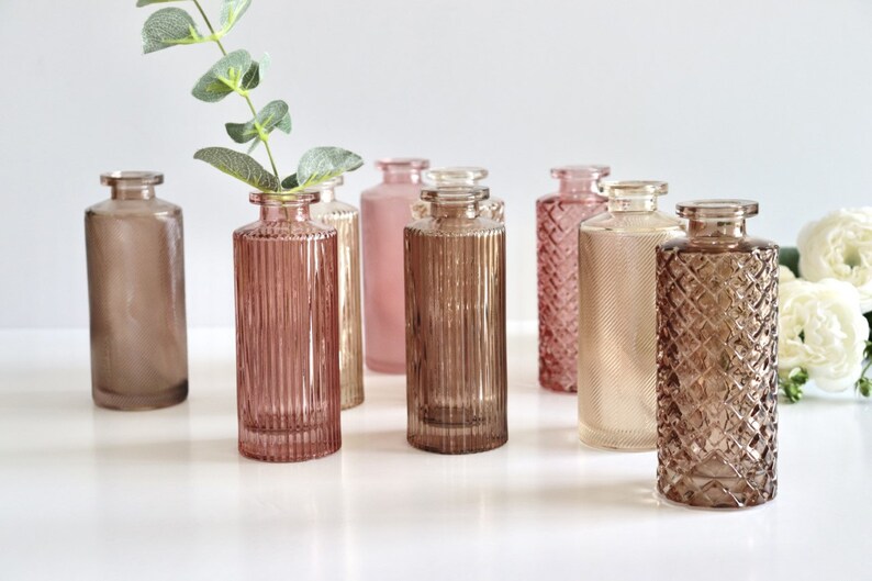 Set of 3 Glass Vases, Flower Vase, Bud Vase, Vintage Glass Vase ...