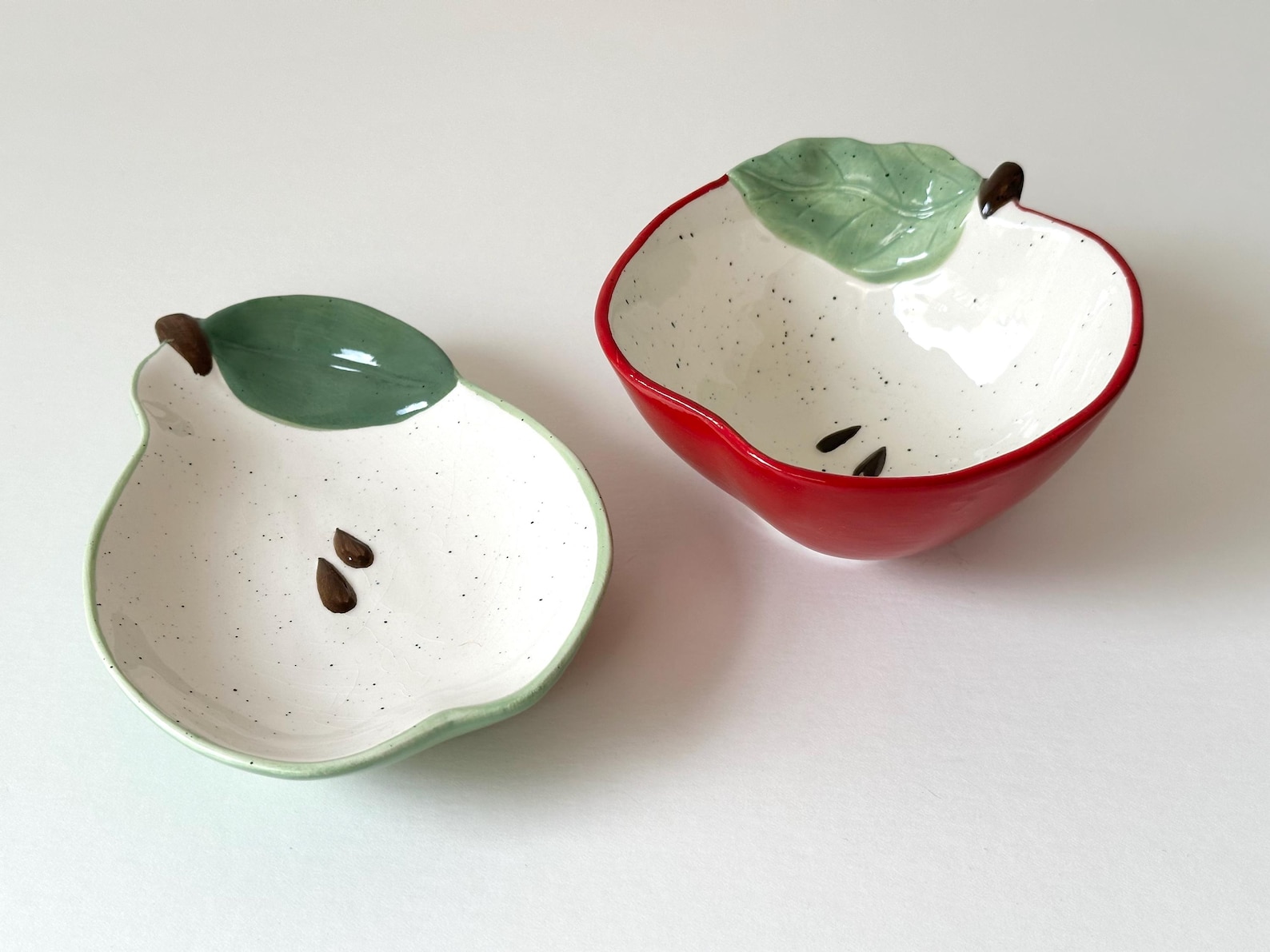 Ceramic Apple & Pear Bowls, Decorative Fruit Dish, Cute Ceramics ...