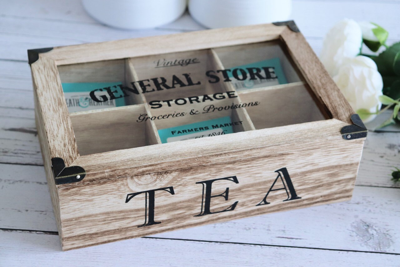 Wooden Tea Box Tea Box Tea Storage Tea Organiser Teabag - Etsy