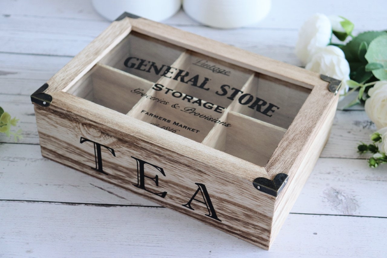 Wooden Tea Box Tea Box Tea Storage Tea Organiser Teabag - Etsy