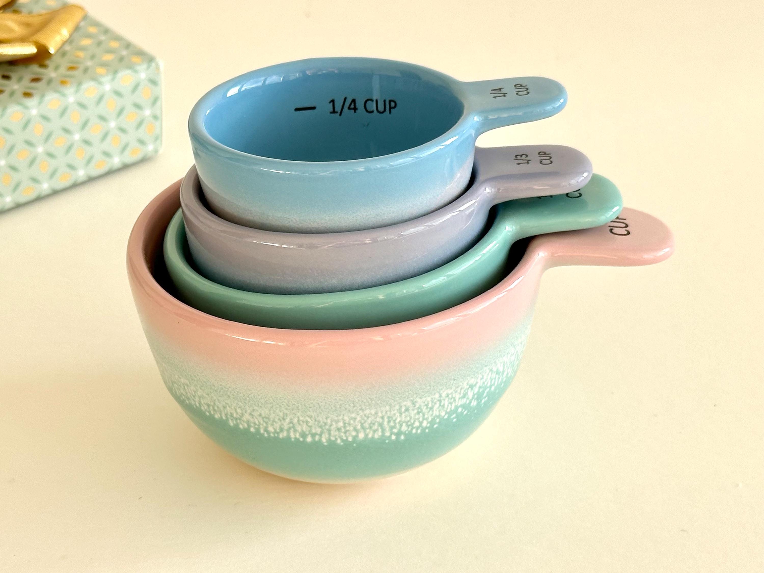 Pastel Ombre Ceramic Measuring Cups: Cottagecore Kitchen Decor - Etsy