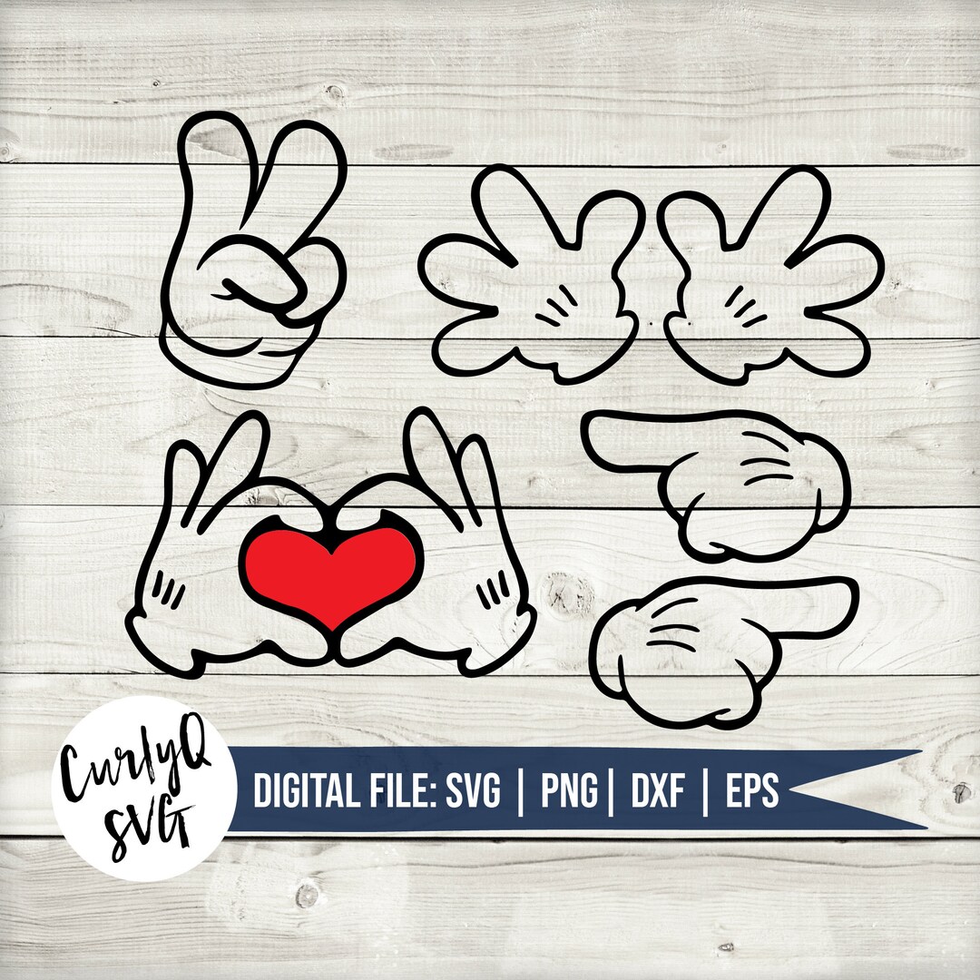SVG, Mickey Hands, Peace Sign, Heart, Pointing, Design Element, Mickey ...