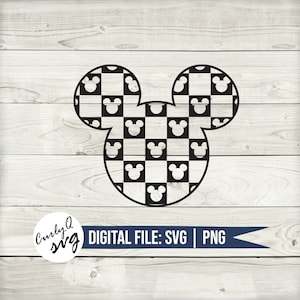 SVG, Checkered Mickey, Checkered Minnie, Retro, Cut File, Digital ...