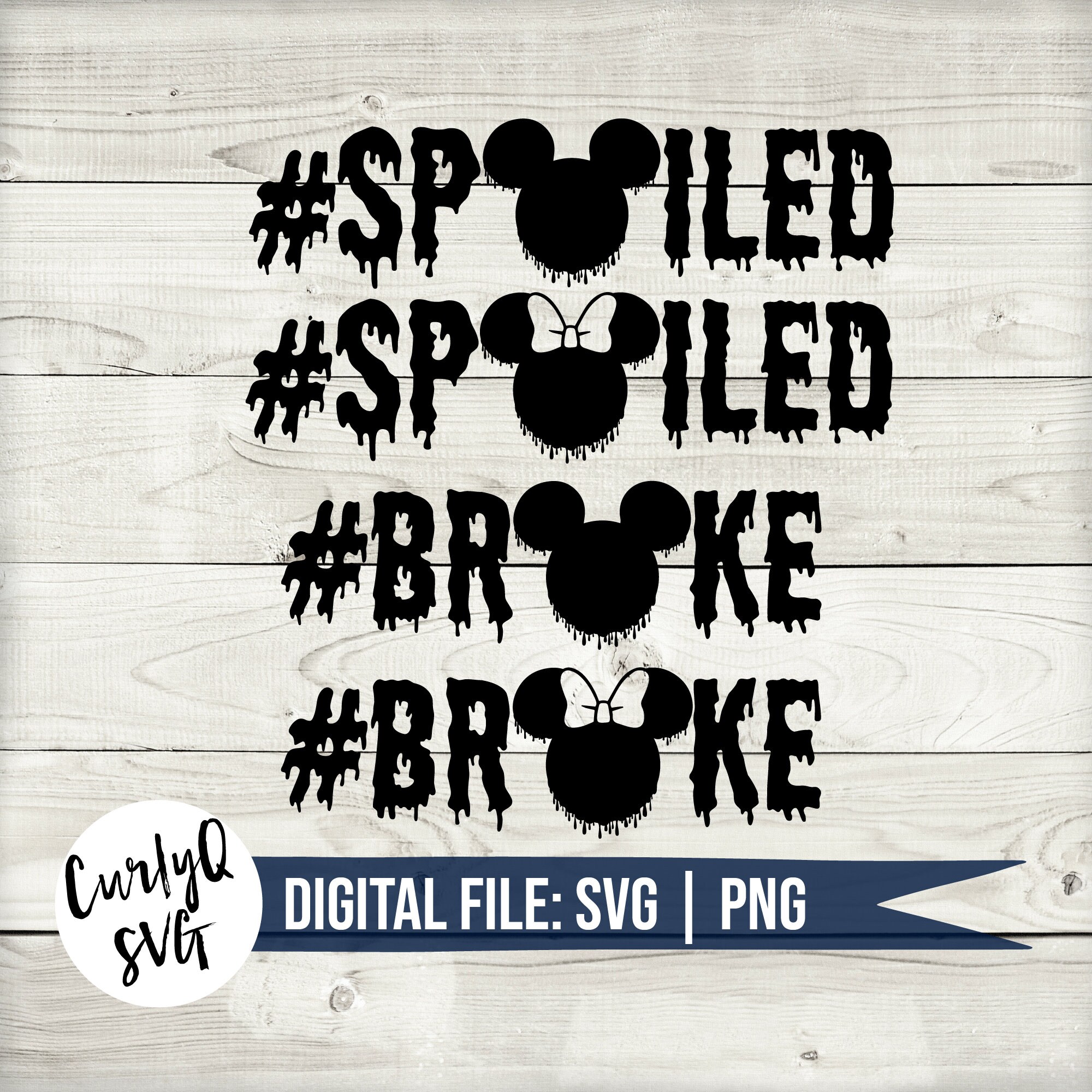 SVG spoiled broke Halloween Spooky Mickey Minnie - Etsy