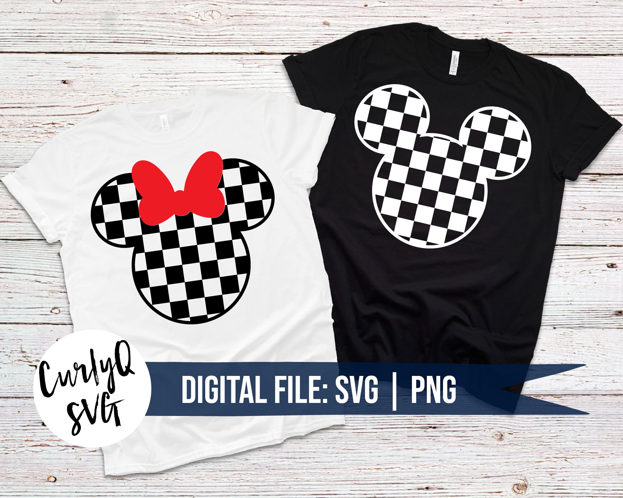 SVG Checkered Mickey Checkered Minnie Retro Cut File - Etsy
