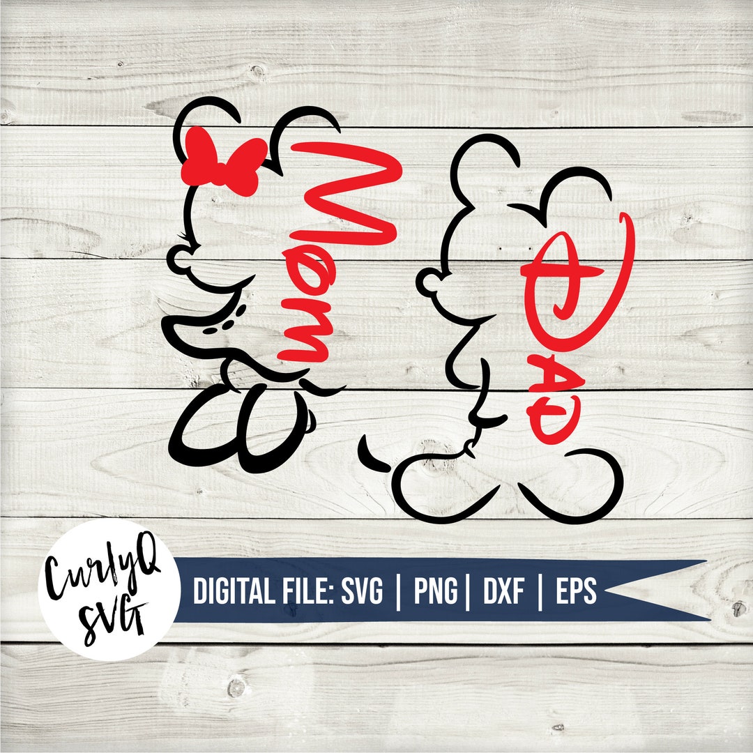 SVG, Mickey, Outline, Mom, Dad, Trip, Silhouette, Digital Download, Cut ...