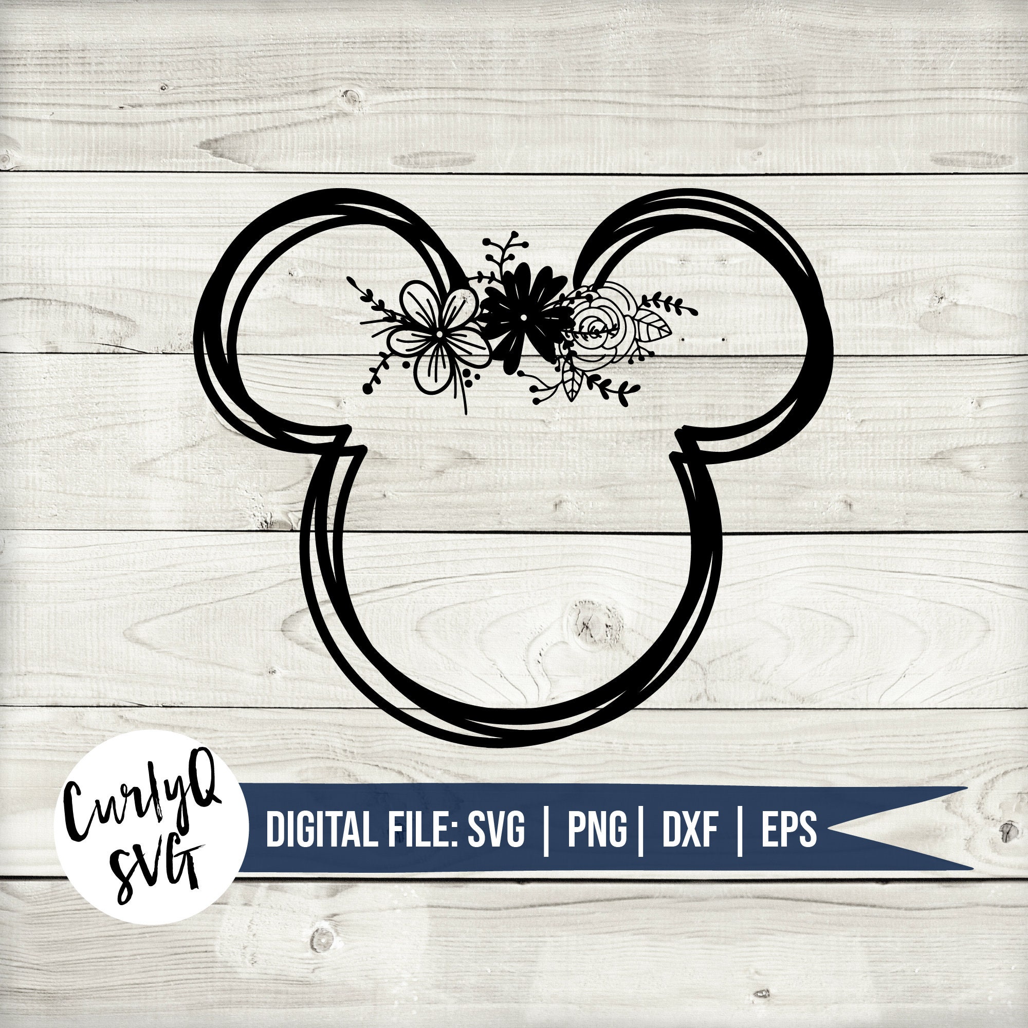 SVG Floral Mickey Head Minnie Flowers Spring Summer Cut - Etsy